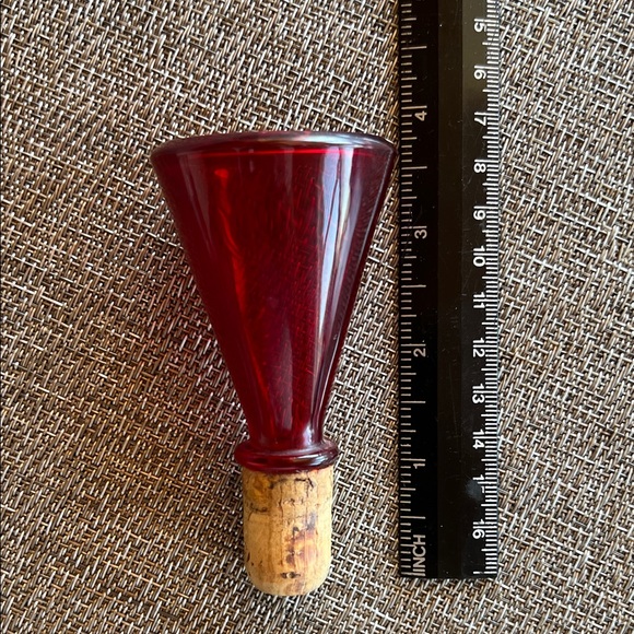 Dining | Large Red Glass Bottle Stopper Cork Vintage 9s Wine Olive Oils ...